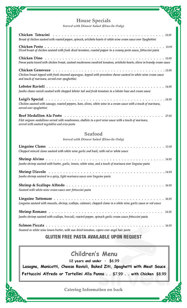 Menu - Quinlan TX's Luigi's Italian Cafe | Sirved