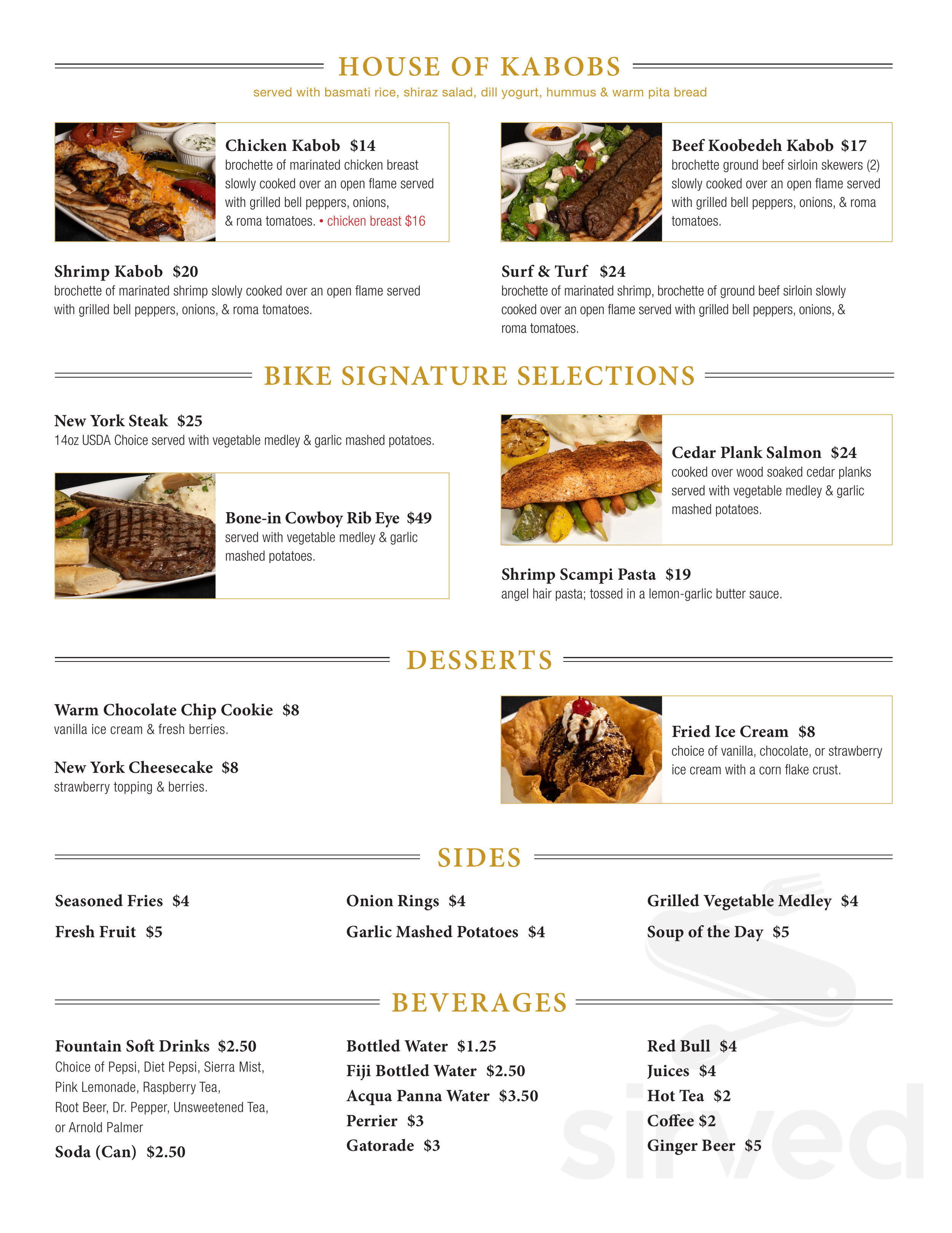Parkwest Bicycle Casino menu in Bell Gardens, California, USA