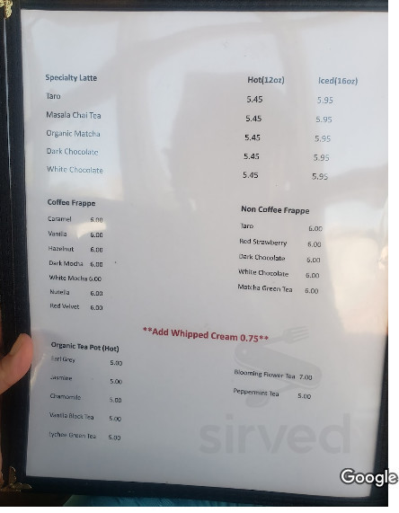 Baby Birds Cafe menu in Las Vegas, Nevada, USA
