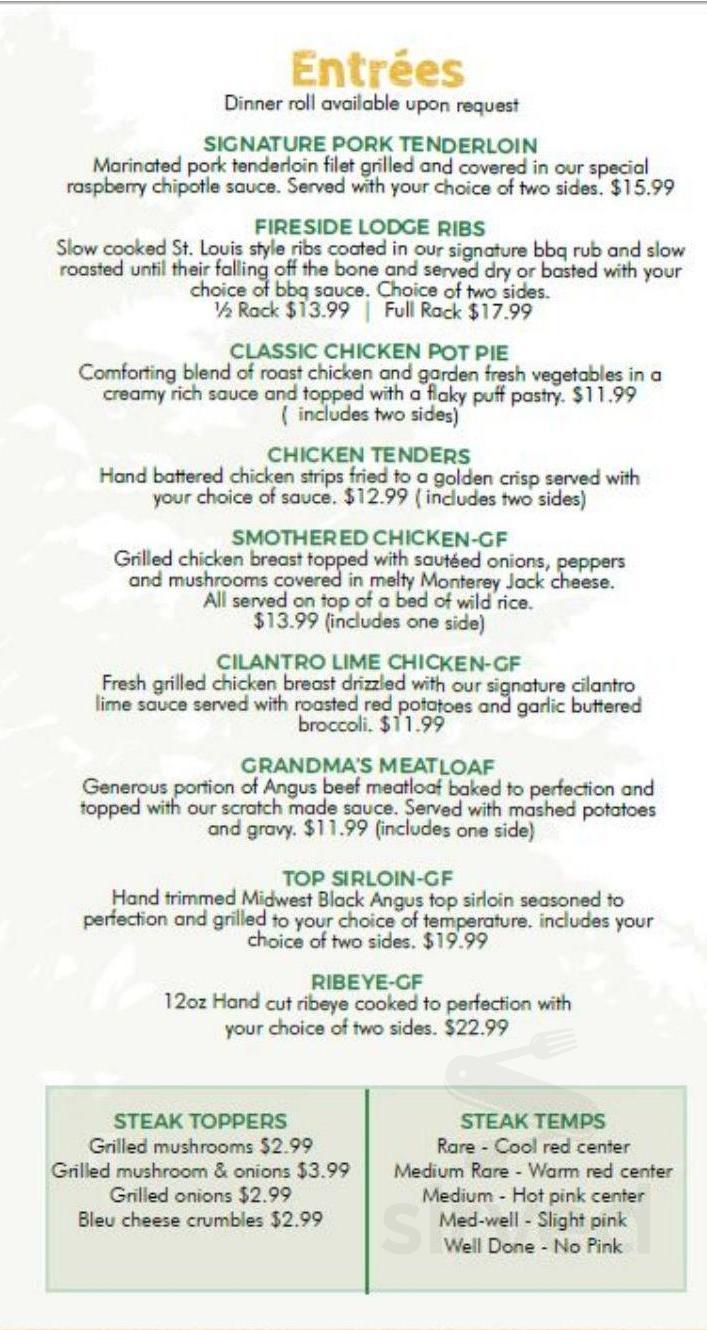 White Pines Lodge menu in Mt Morris, Illinois, USA