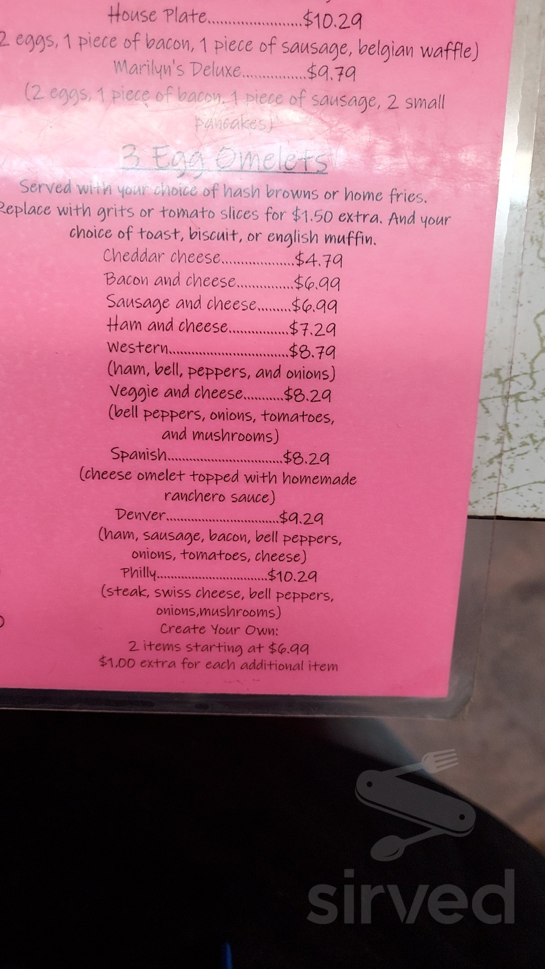 Roxie's Diner menu in San Angelo, Texas, USA
