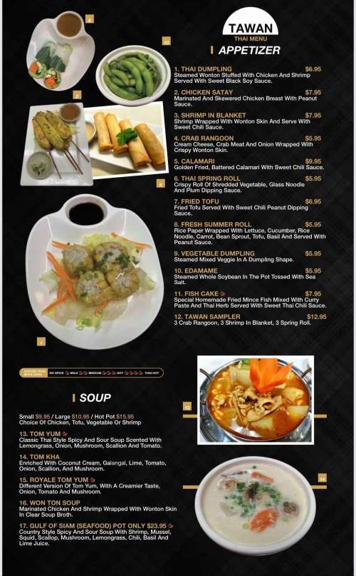 Tawan Thai Restaurant menu in Carlisle, Pennsylvania, USA