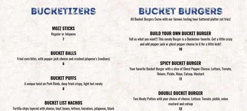 Menu for The Bucket in Dunbar, WV | Sirved