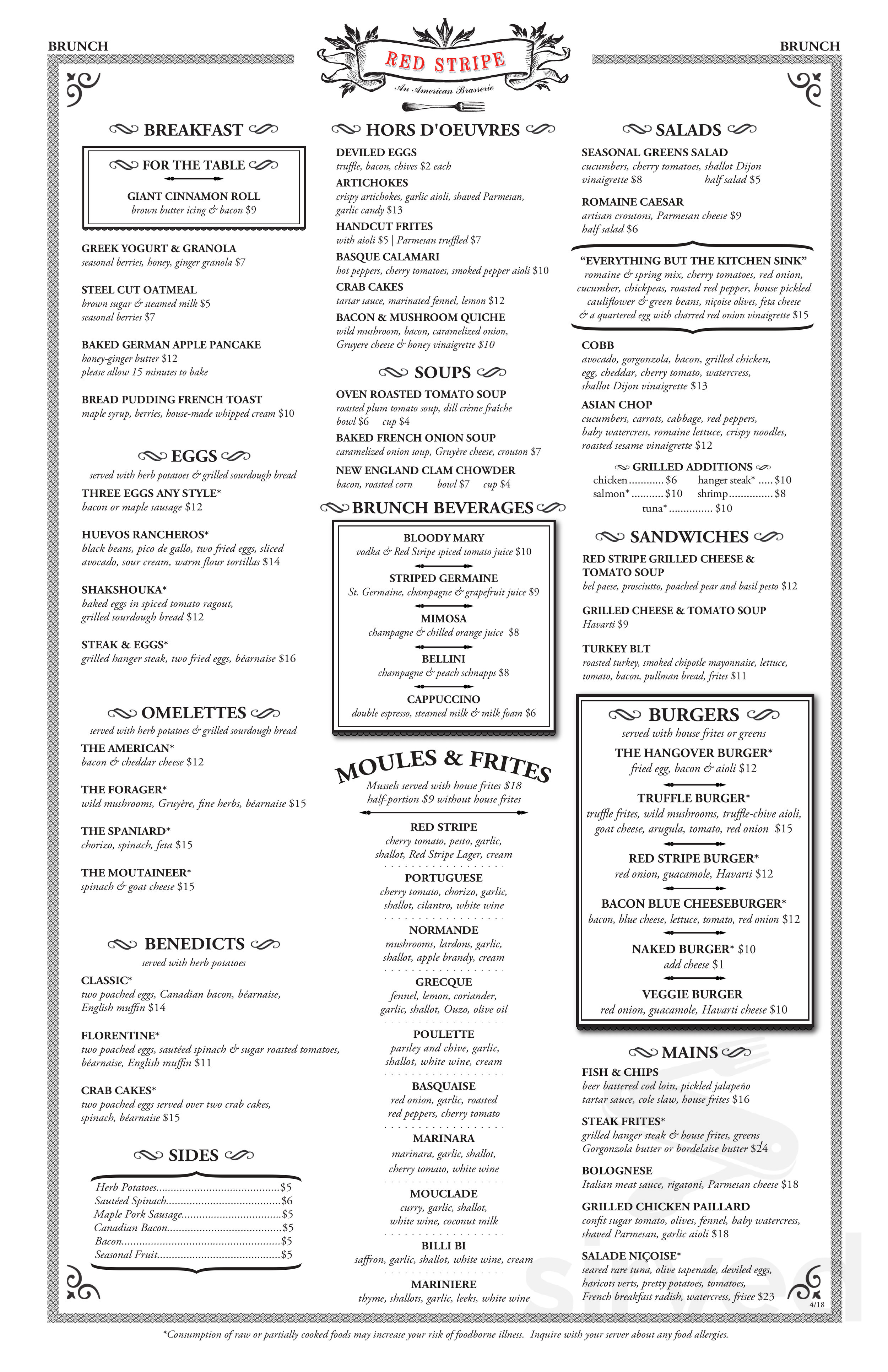 Red Stripe menu in Providence, Rhode Island, USA