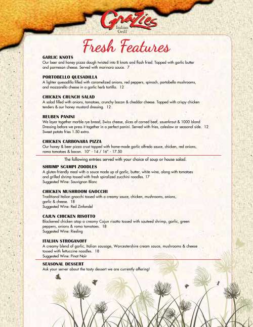 Grazies Italian | Restaurant and Grill menu in Fargo, North Dakota, USA