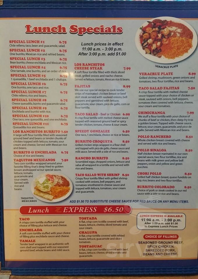 Los Ranchitos Mexican Restaurant Kewanee menu in Kewanee, Illinois, USA
