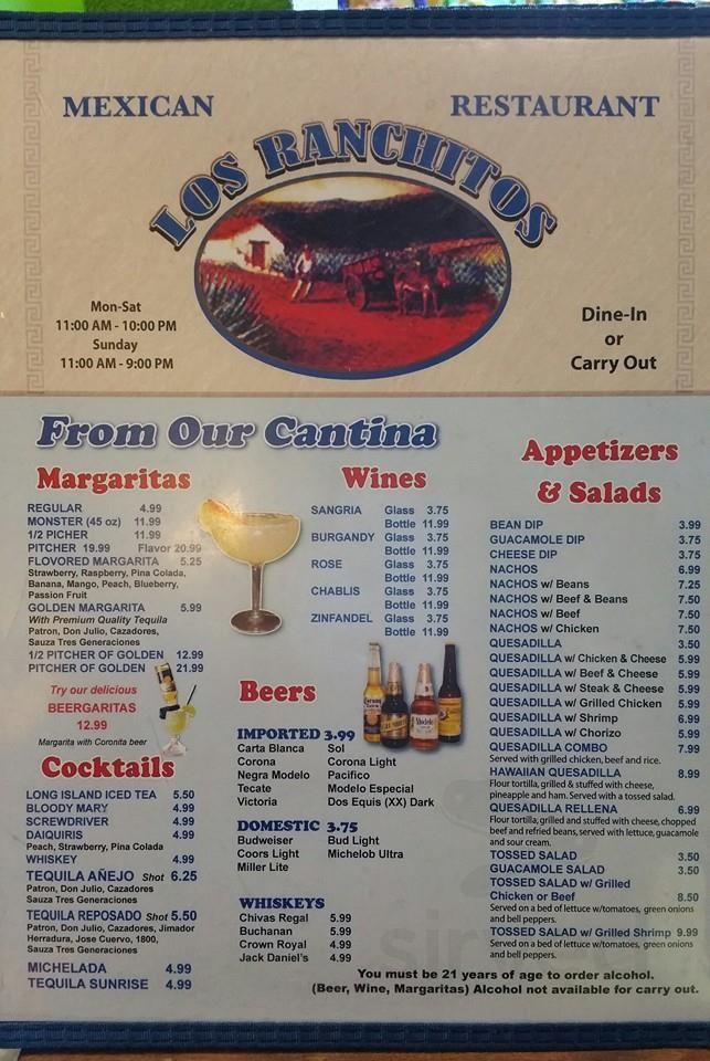 Los Ranchitos Mexican Restaurant Kewanee menu in Kewanee, Illinois, USA