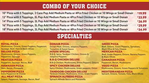 Pizza Unlimited & Fried Chicken menu in Edmonton, Alberta, Canada
