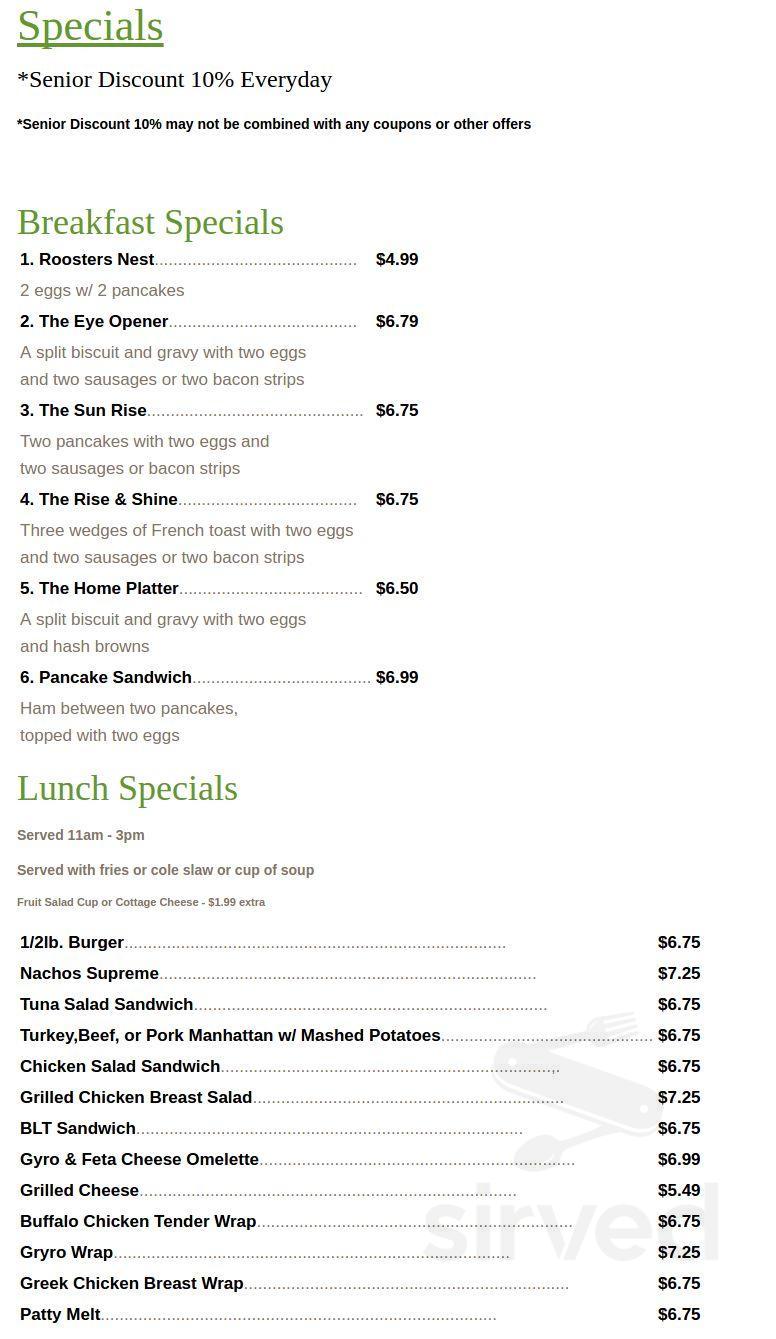 Paragon Restaurant menu in Indianapolis, Indiana, USA