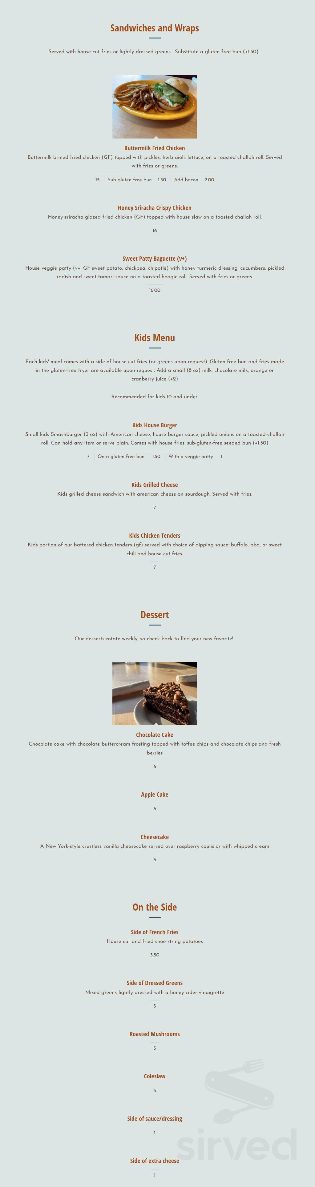 Butter Bar and Kitchen menu in Burlington, Vermont, USA