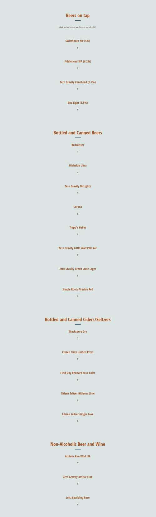 Butter Bar and Kitchen menu in Burlington, Vermont, USA