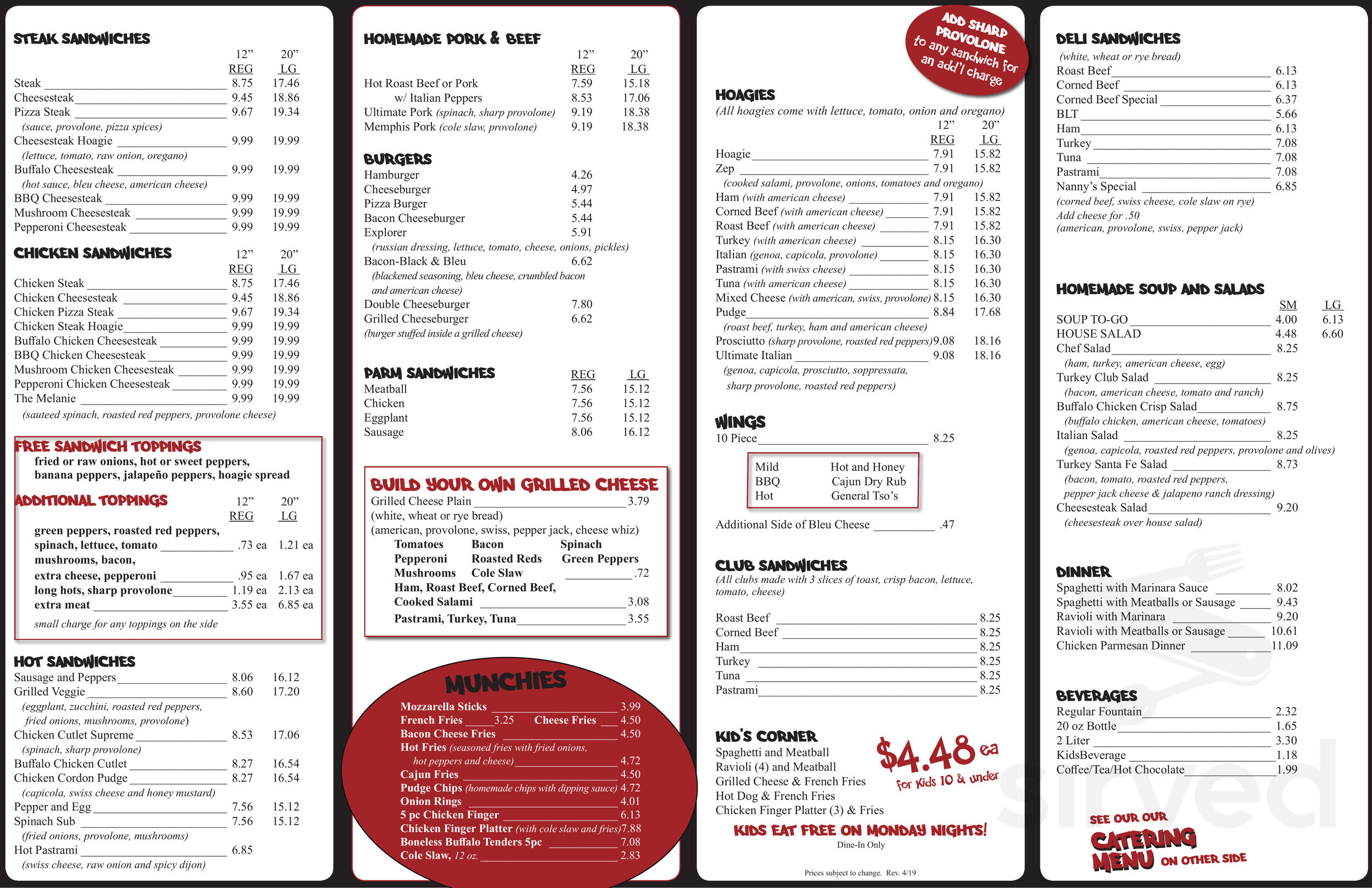 Menu for Pudge's Steaks & Hoagies in Blue Bell, PA | Sirved