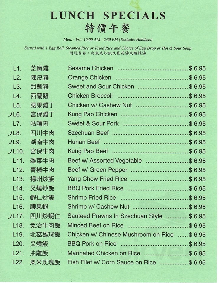 Golden Chinese BBQ menu in Arlington, Texas, USA
