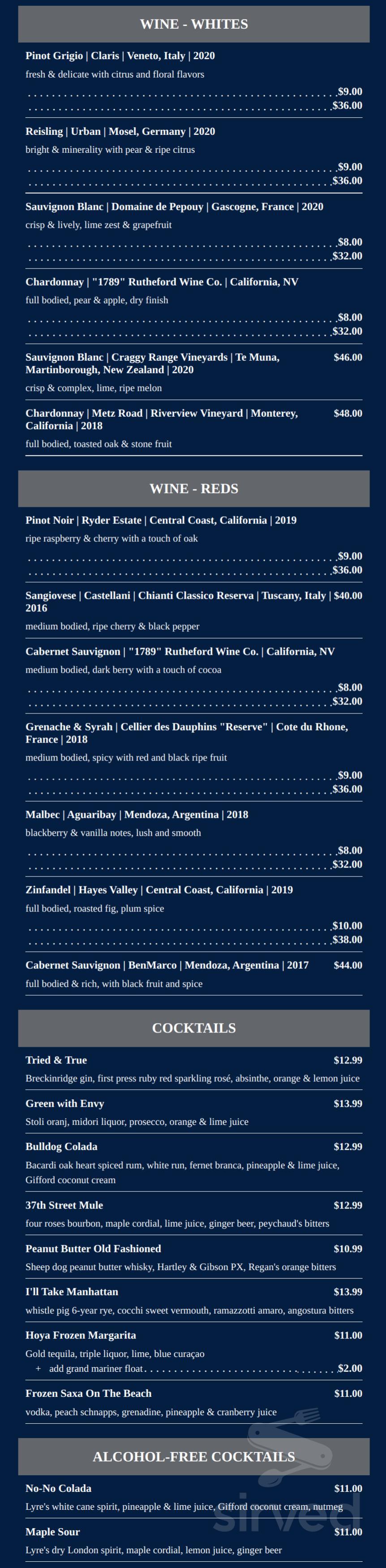 Menu - 1226 36th St NW WA's The Tombs | Sirved