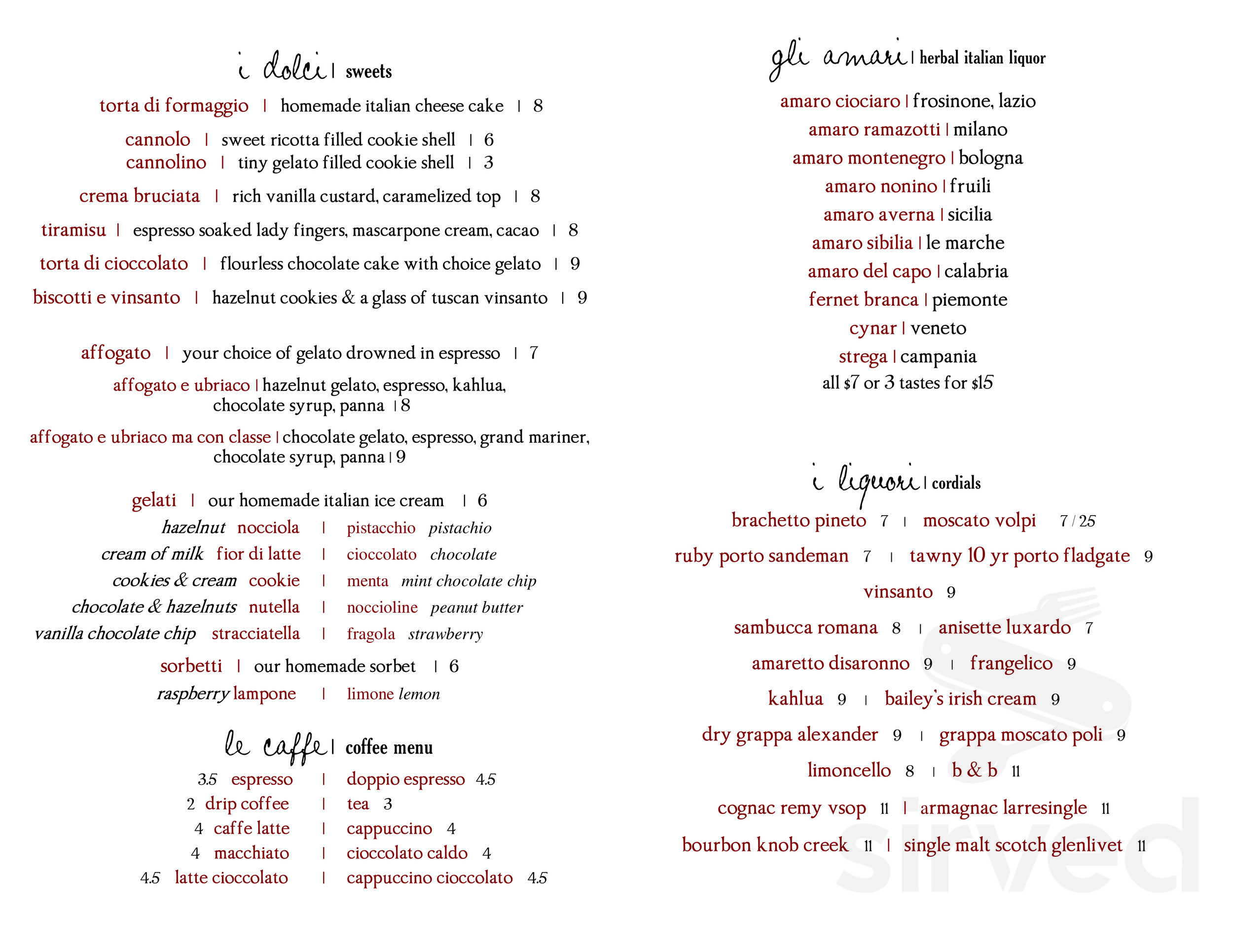 Ristorante Lucia menu in Bedford, New York, USA