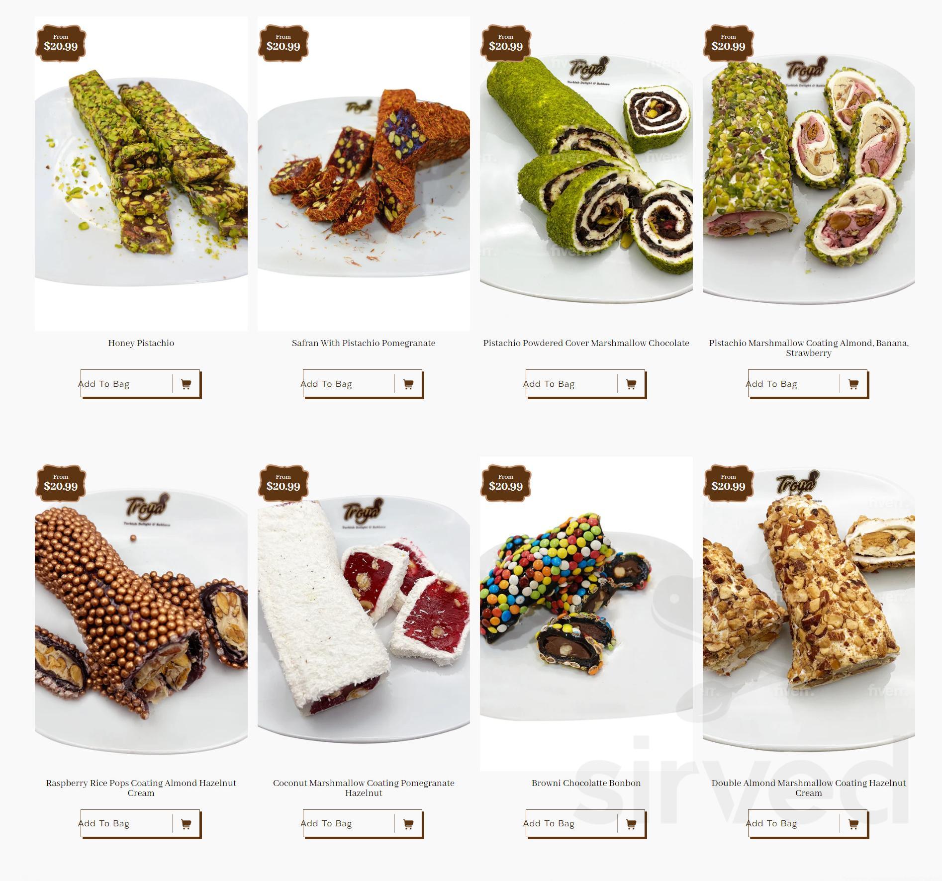 Troya Turkish Delight & Baklava menus in Monterey, California, United ...