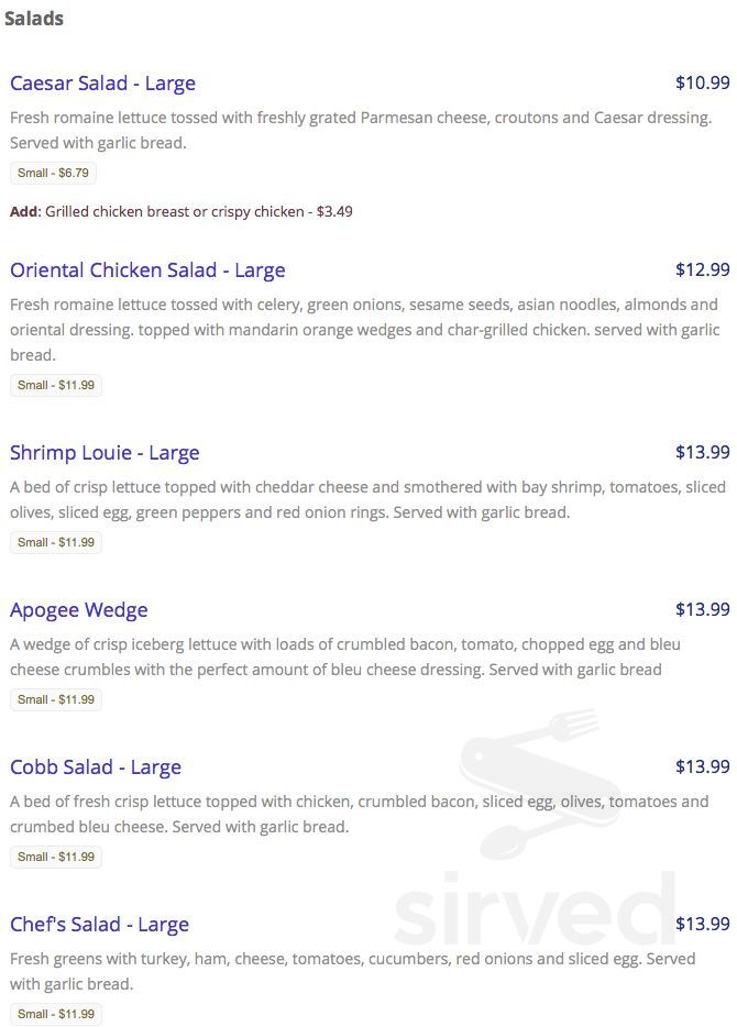 Apogee Pub & Eatery menus in Renton, Washington, United States