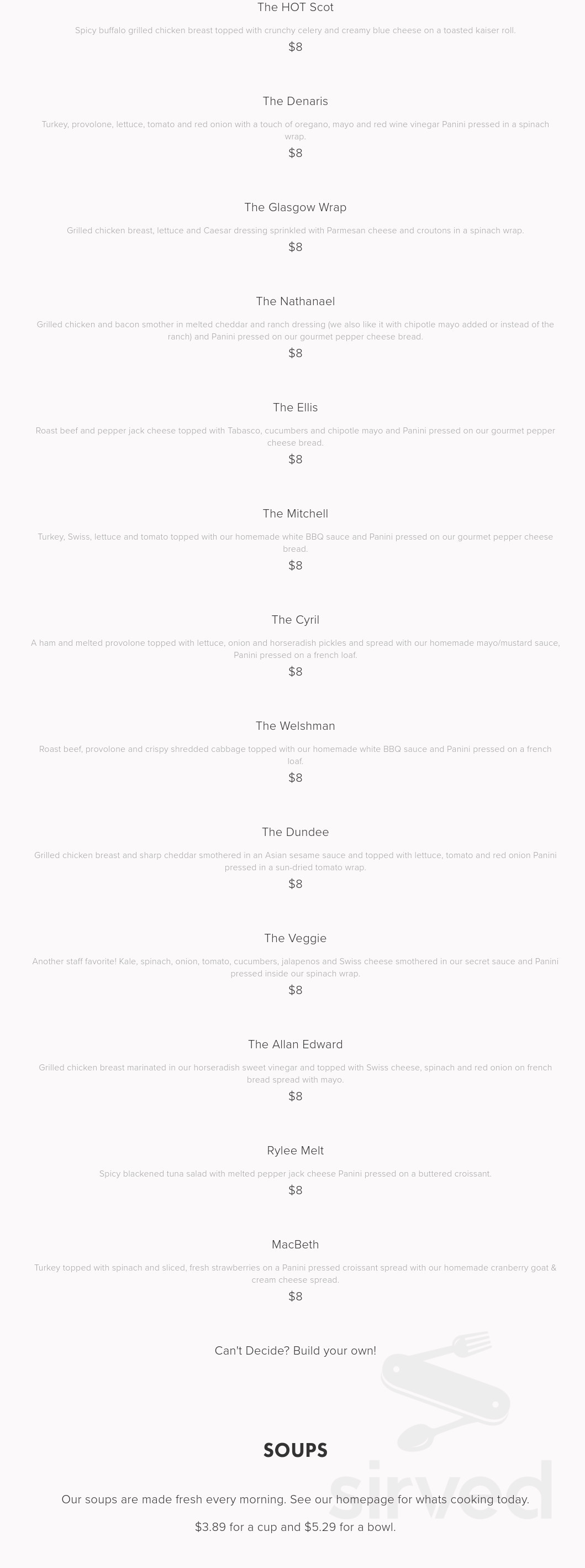 Highland Deli & Grill menu in Carrollton, Georgia, USA