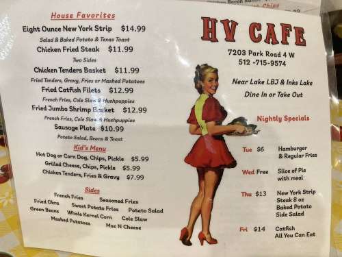 Hoover's Valley Cafe menu in Burnet, Texas, USA