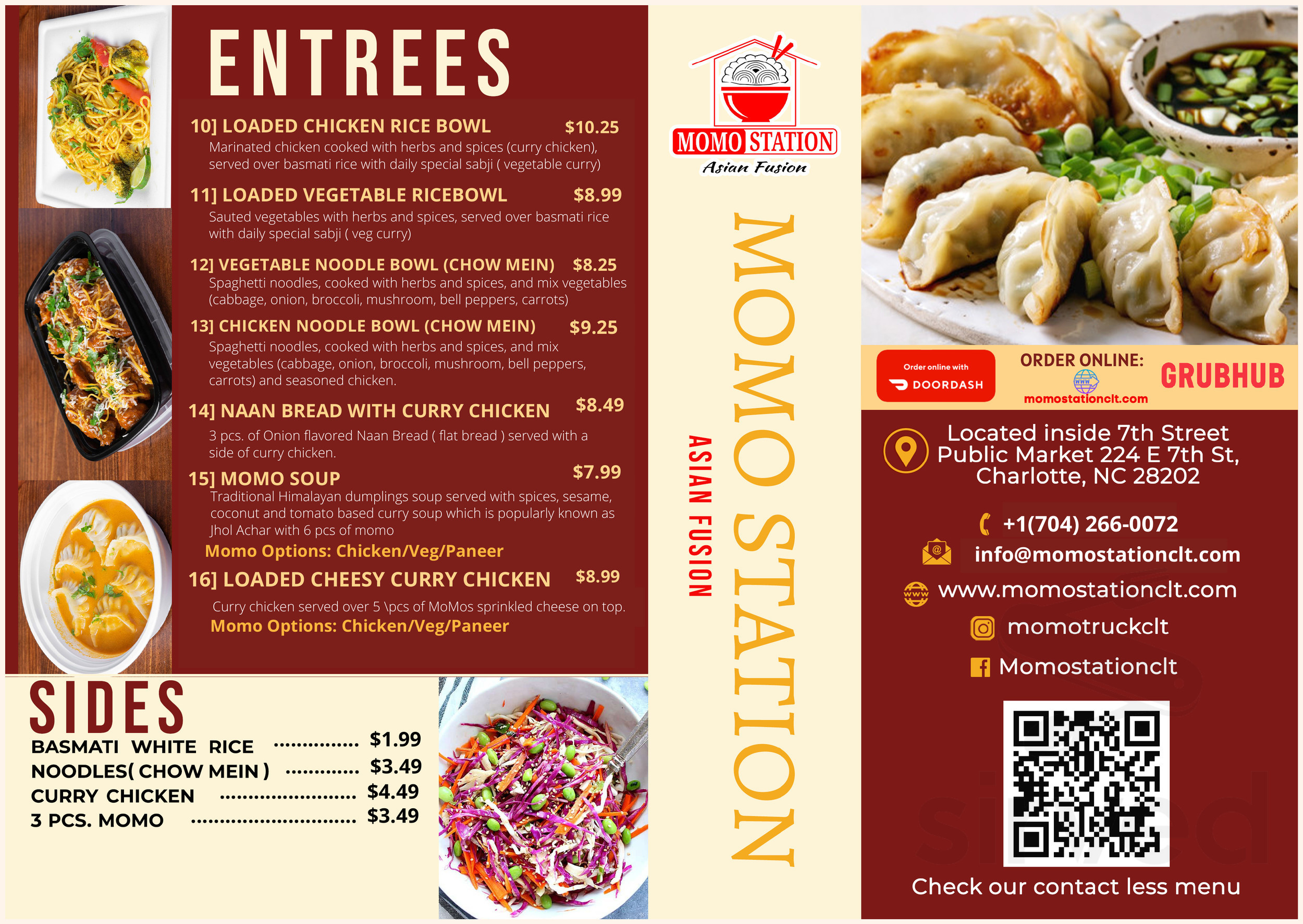 Momo Station menu in Charlotte, North Carolina, USA