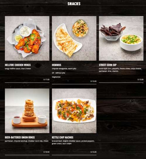 Gordon Ramsay Burger menu in Chicago, Illinois, USA