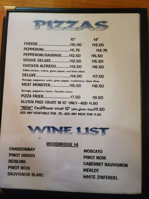 Six String Saloon menu in Maiden Rock, Wisconsin, USA