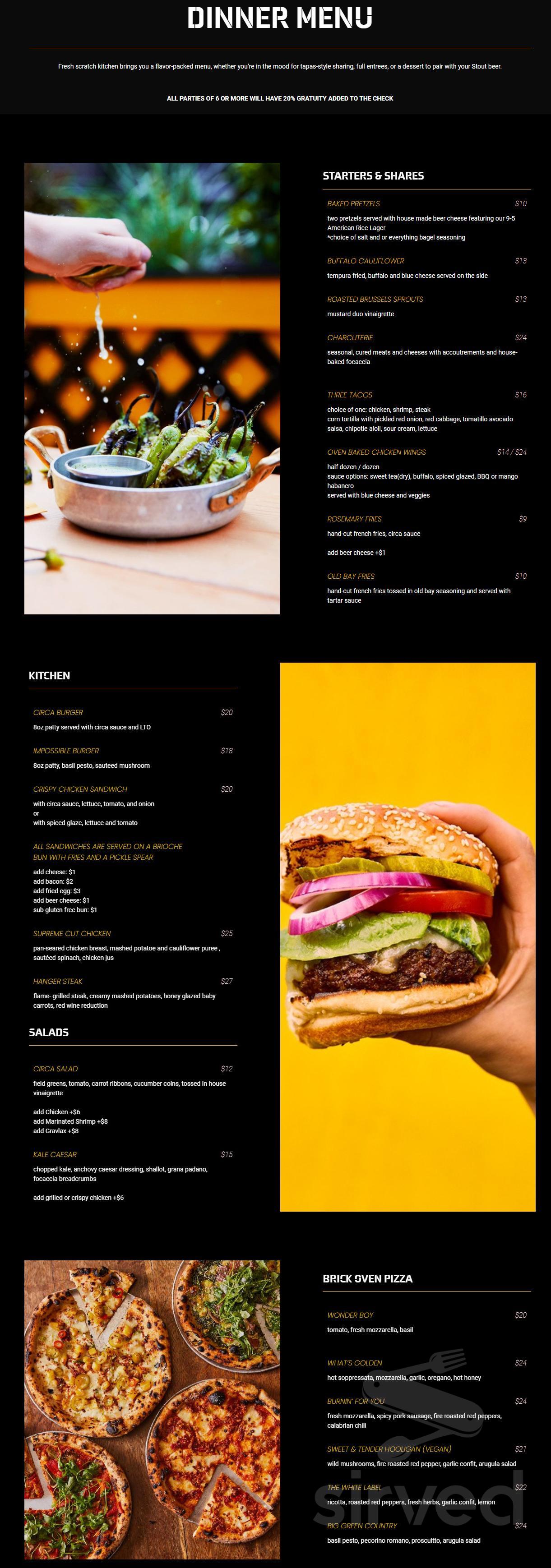 Menu - Brooklyn NY's Circa Brewing Co. | Sirved