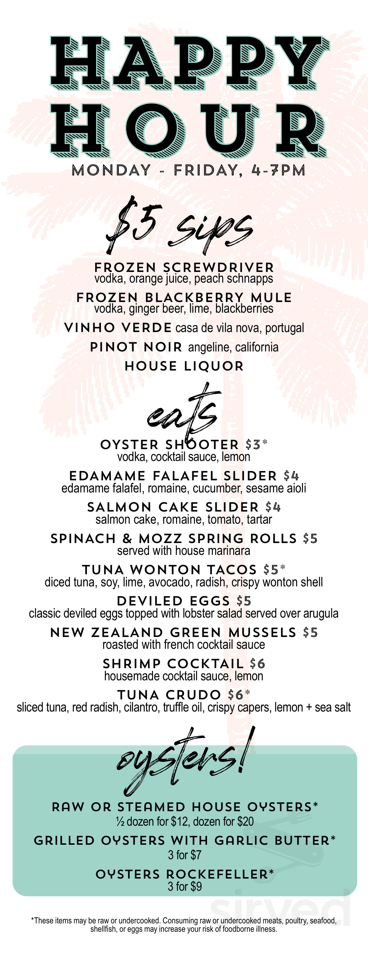 1229 Shine menu in Myrtle Beach, South Carolina, USA