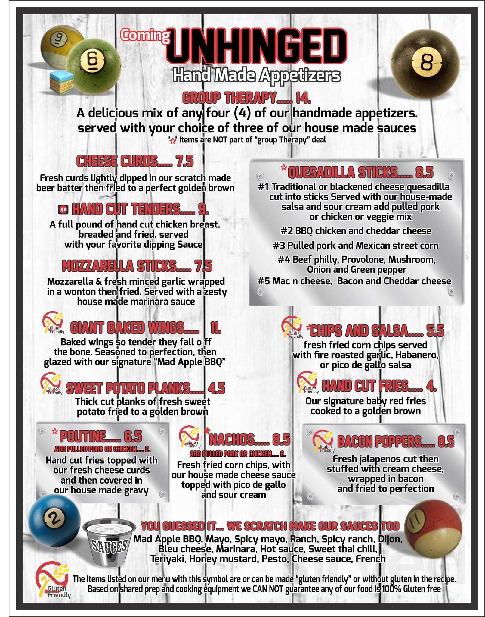 Menu for The Mad Apple Burger & Billiard Co. in Appleton, WI | Sirved