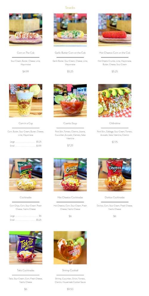 Kokitos menu in Fort Worth, Texas, USA