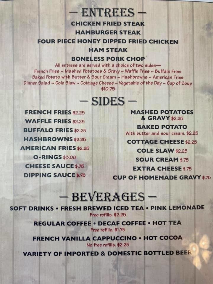 Clark's Landing menu in Buffalo, Iowa, USA