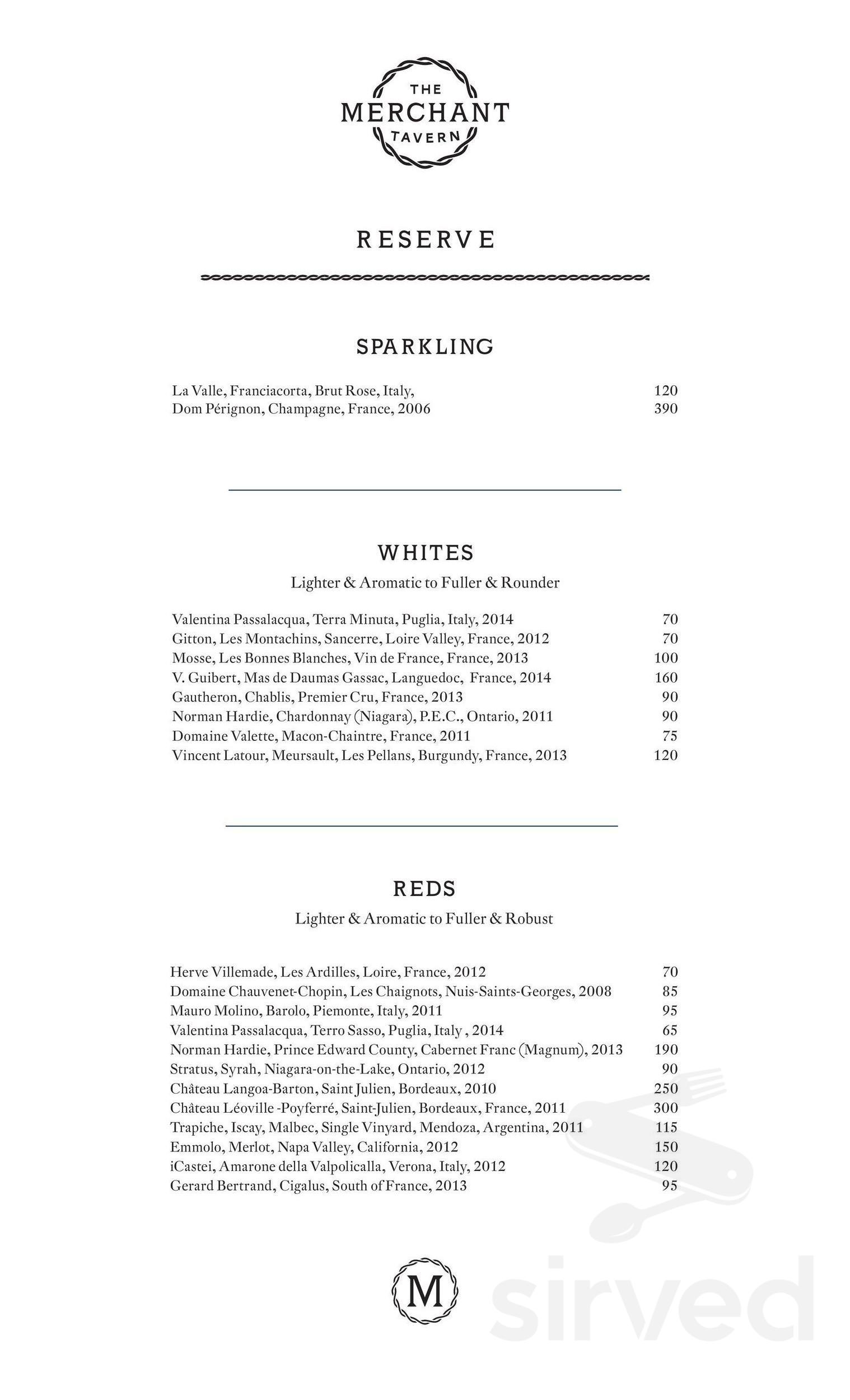 The Merchant Tavern menu in St. John's, Newfoundland and Labrador, Canada