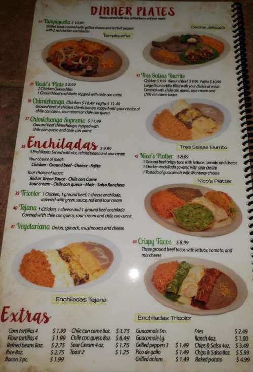Jalisco's Mexican Grill Restaurant menu in Mabank, Texas, USA