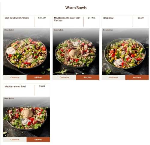 Panera Bread menu in Columbus, Ohio, USA