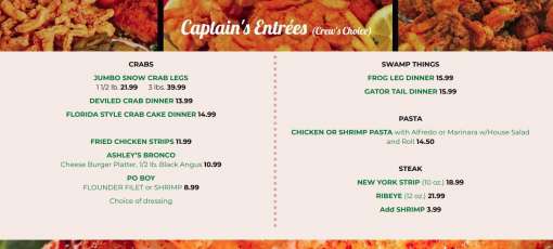 Menu for Cedar River Seafood in Callahan, FL | Sirved
