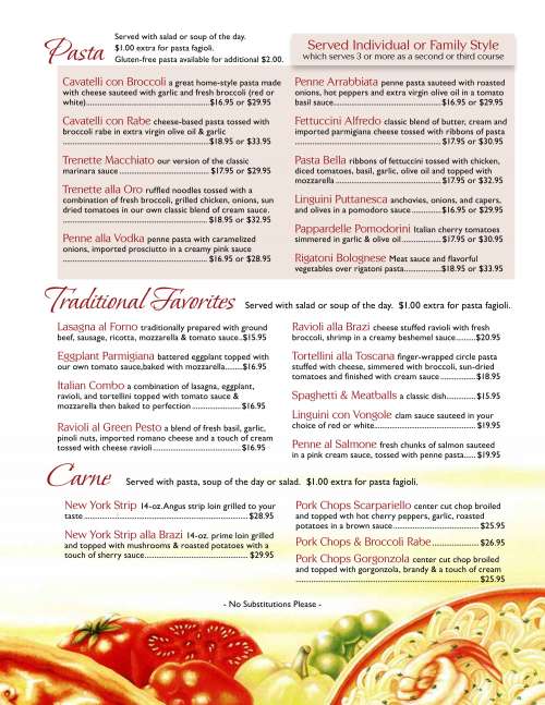 Brazi's Italian Restaurant menu in New Haven, Connecticut, USA