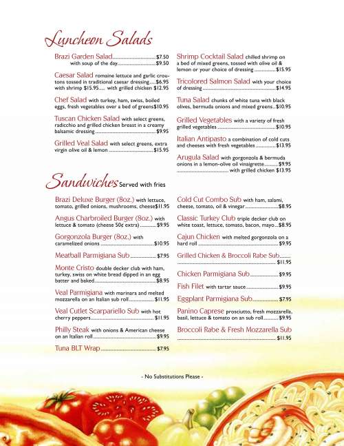 Brazi's Italian Restaurant menu in New Haven, Connecticut, USA