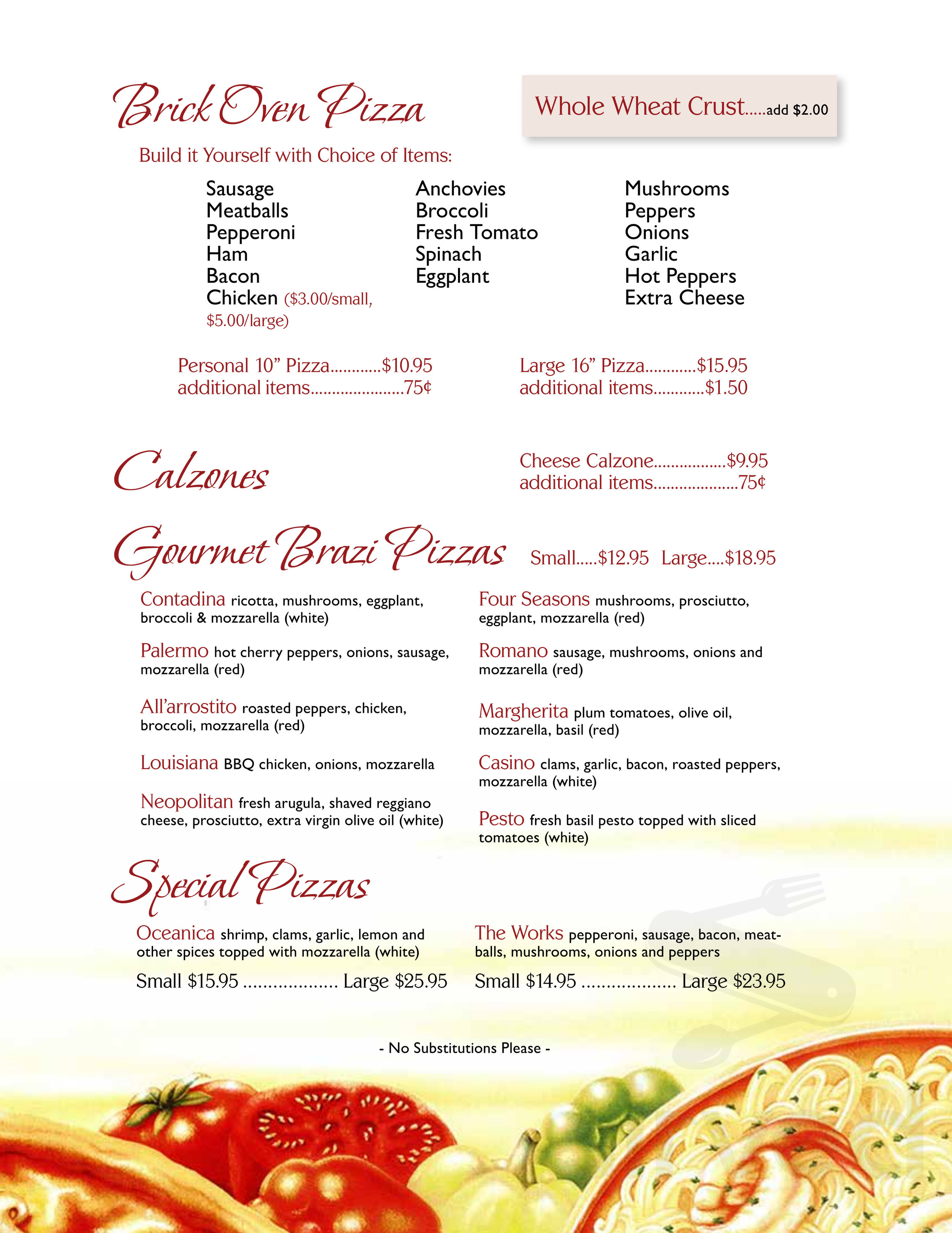 Brazi's Italian Restaurant menu in New Haven, Connecticut, USA