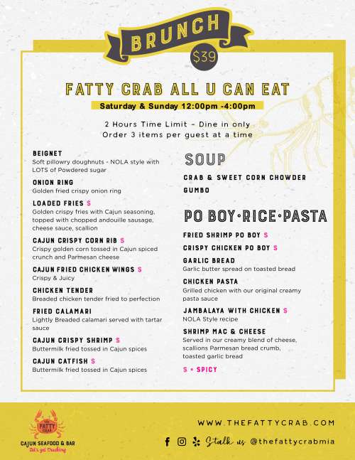 The Fatty Crab menu in Doral, Florida, USA
