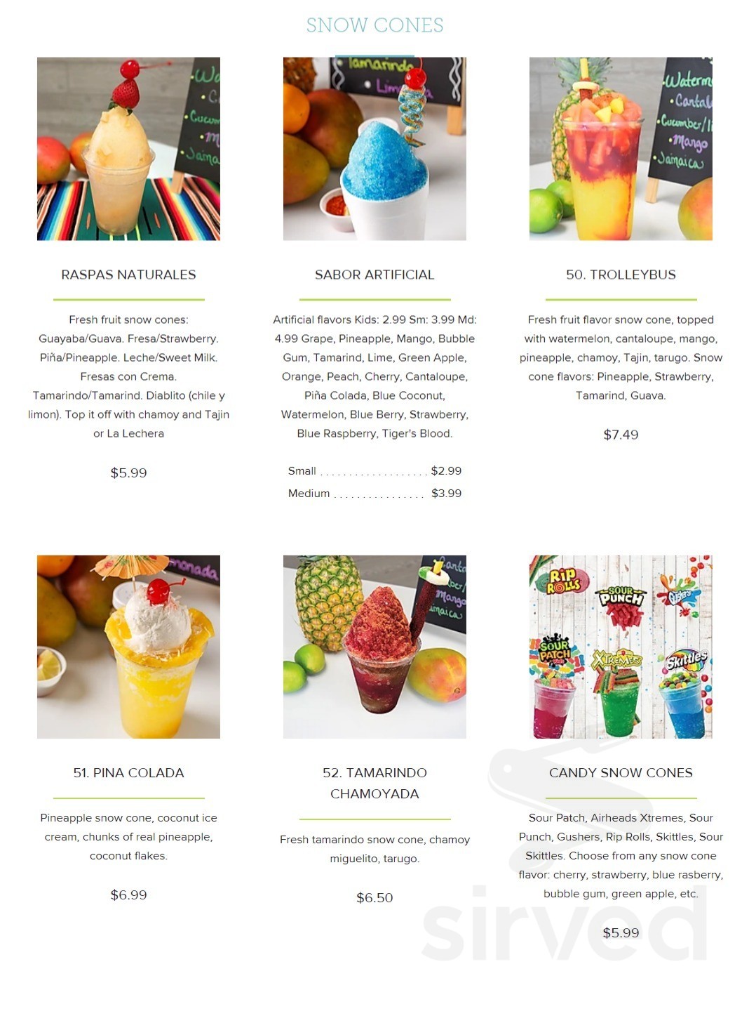 Refresqueria menu in Texas City, Texas, USA