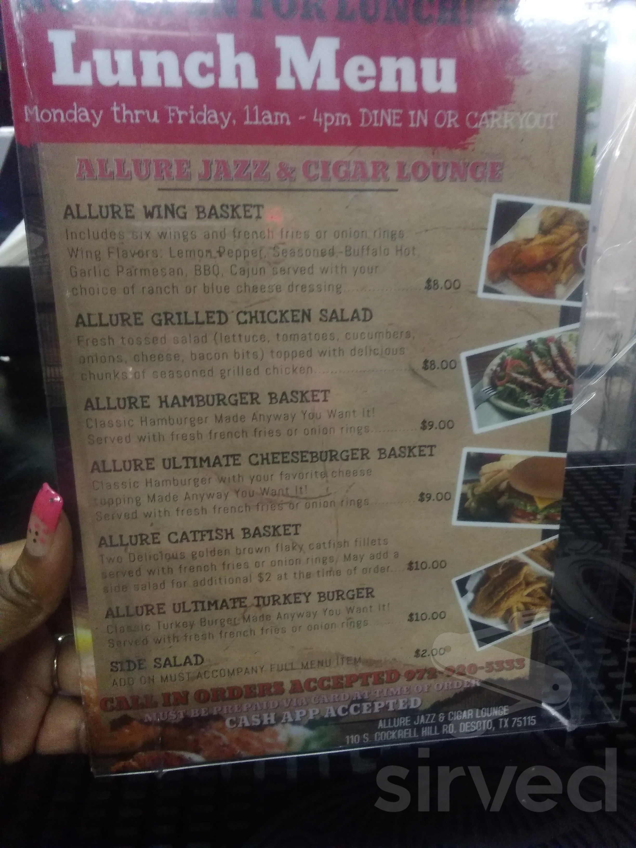 Allure Jazz & Cigar Lounge Bar menus in DeSoto, Texas, United States