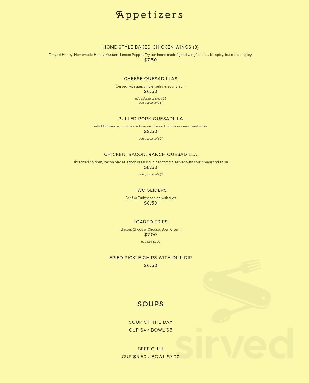 Center Perk menu in Manchester, Connecticut, USA