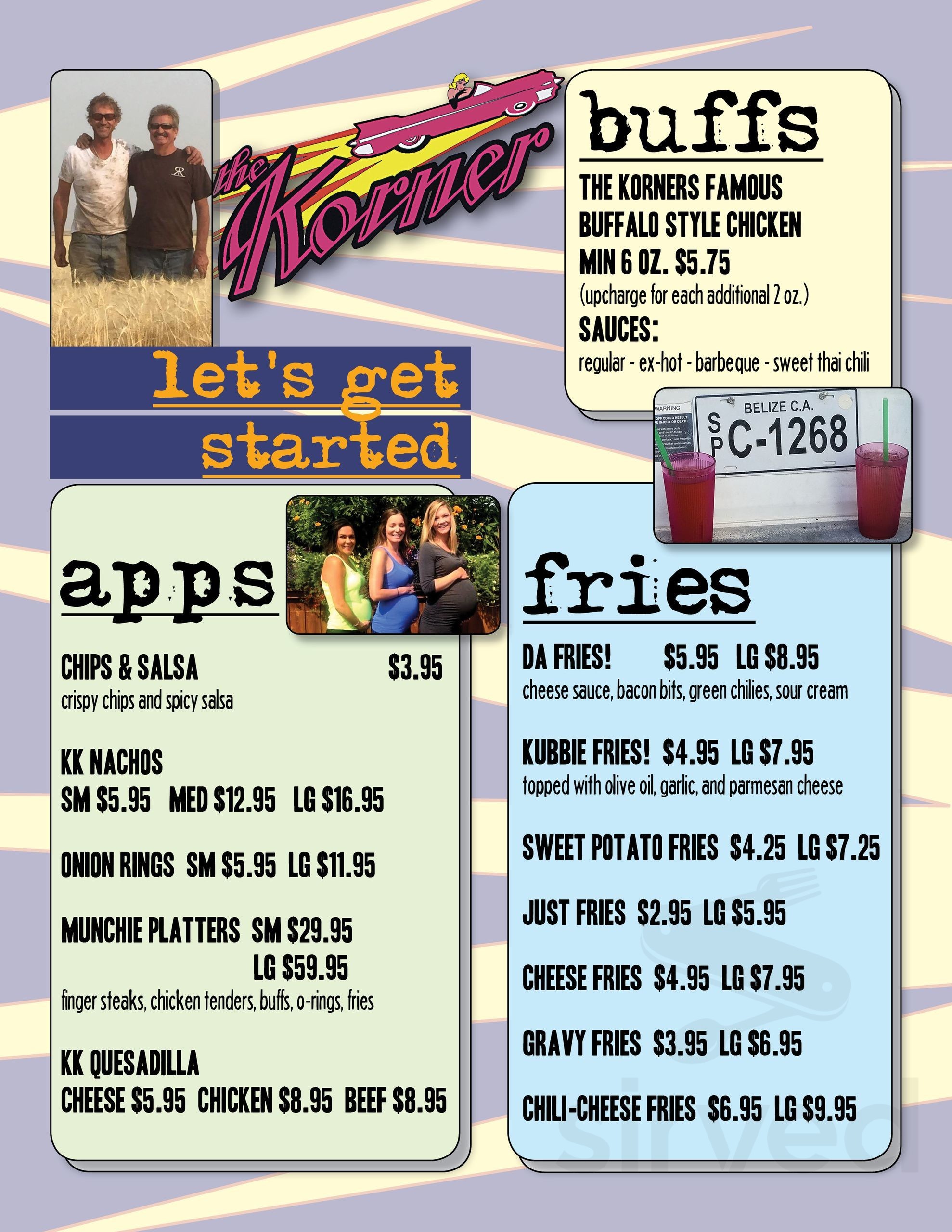 Korner Klub Bar menu in Bozeman, Montana, USA