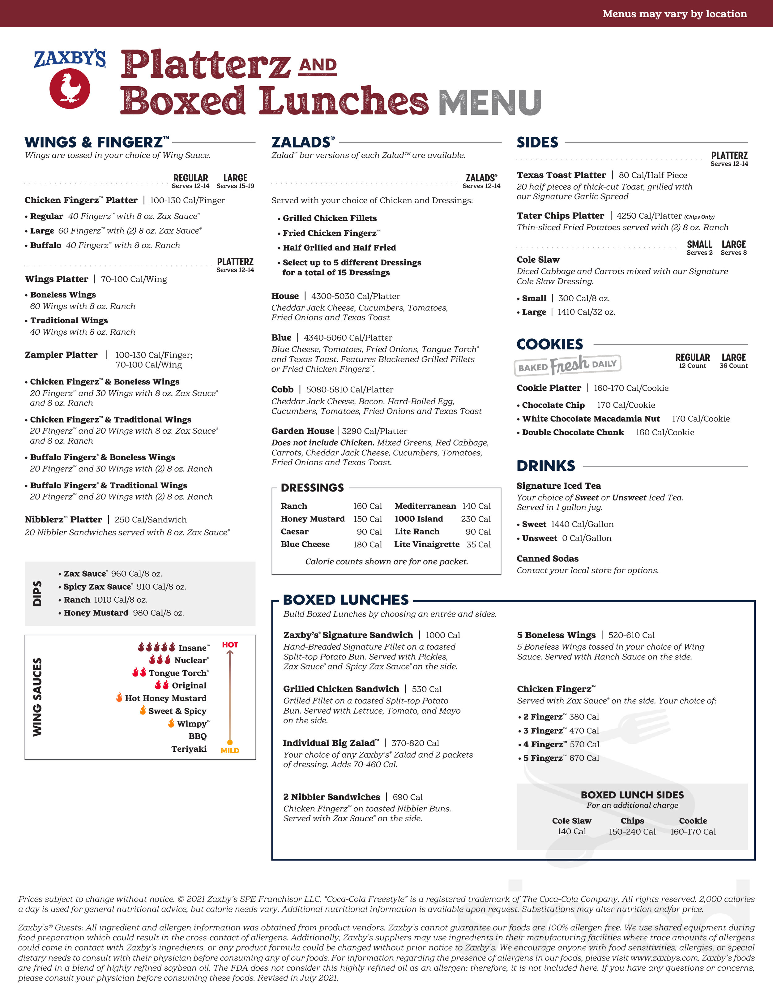 Zaxby's Chicken Fingers & Buffalo Wings menus in West Melbourne ...