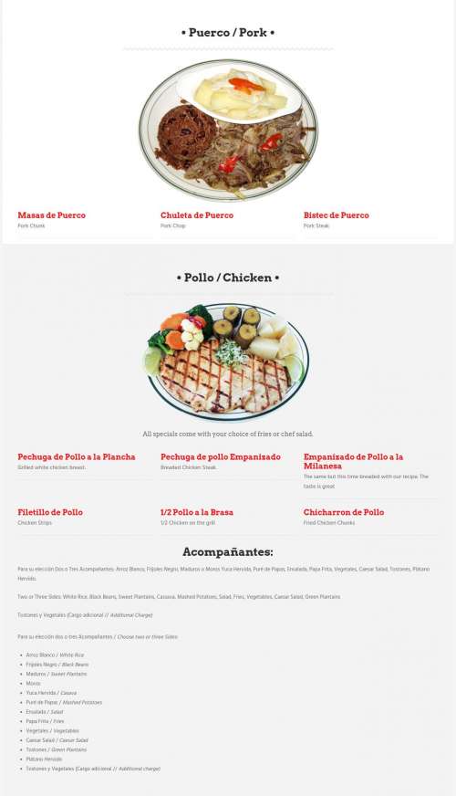 Caribe Cafe Restaurant menu in Miami, Florida, USA