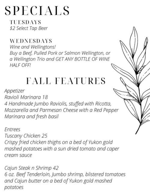 Chef Lance's on Phillips menu in Sioux Falls, South Dakota, USA