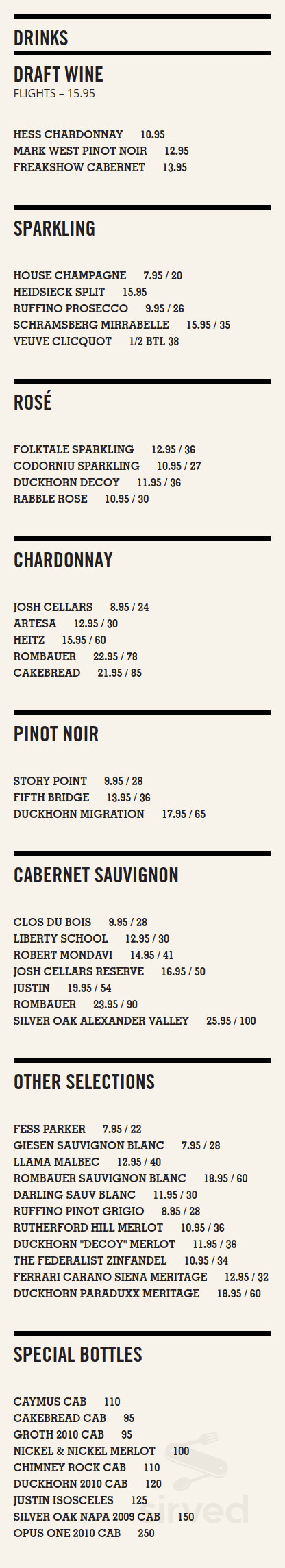 Menu for Reunion Kitchen + Drink Anaheim Hills in Anaheim, CA | Sirved