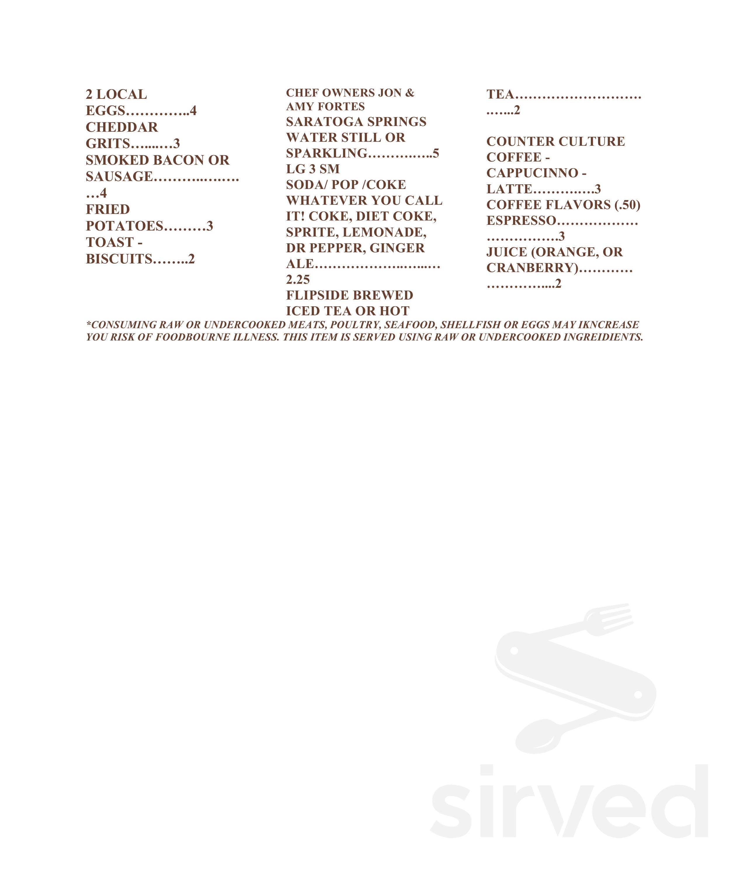 The Flipside Restaurant menu in Rock Hill, South Carolina, USA