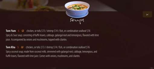 Menu for Ta Ra Rin Thai Cuisine | Springfield in Springfield, OR | Sirved
