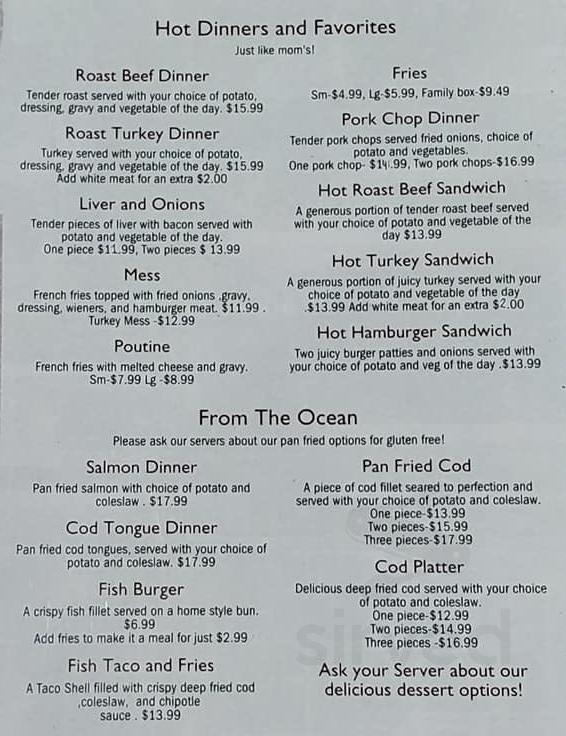 Badger Diner Bar and Grill menu in Grand Falls-Windsor, Newfoundland ...